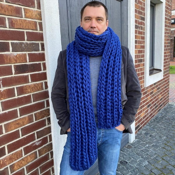Blue Chunky Scarf - Etsy