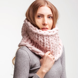 Merino Wool Neck Warmer Scarf - Giant Infinity Scarf - Chunky Knit Cowl ...