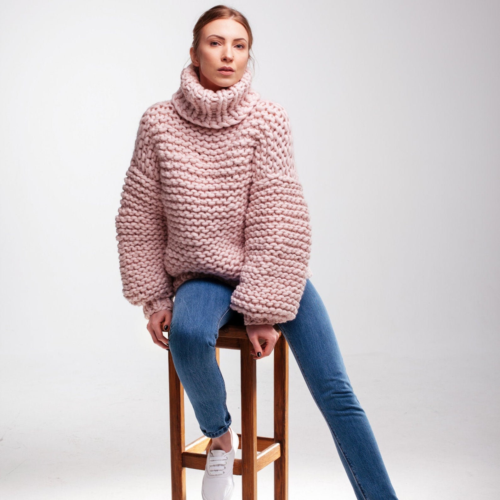 Chunky Sweater Turtle Neck Sweater Baggy Sweater Chunky | Etsy