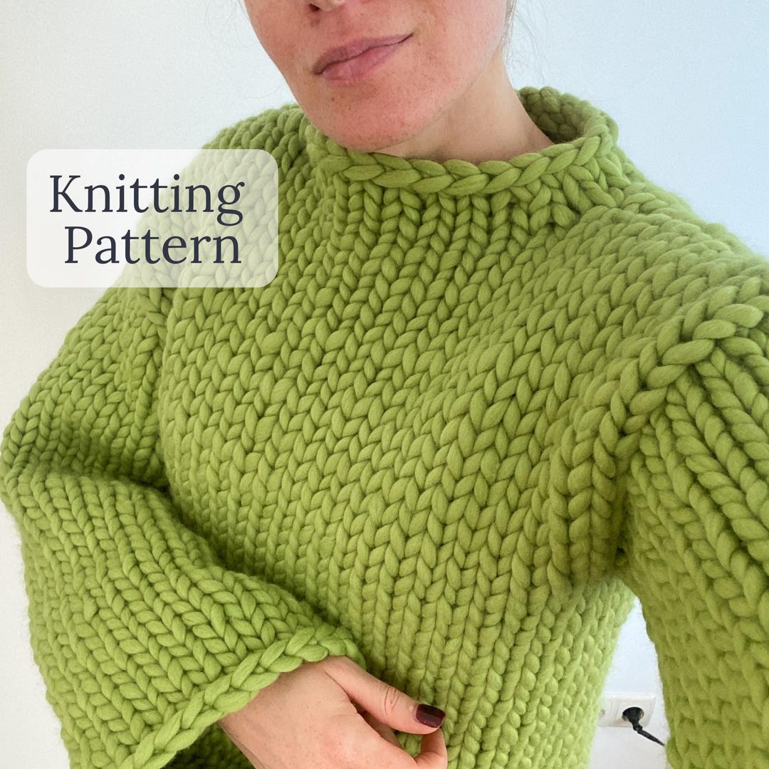 Chunky Knit Sweater Knitting Pattern - Winter Knitted Sweater Pdf ...