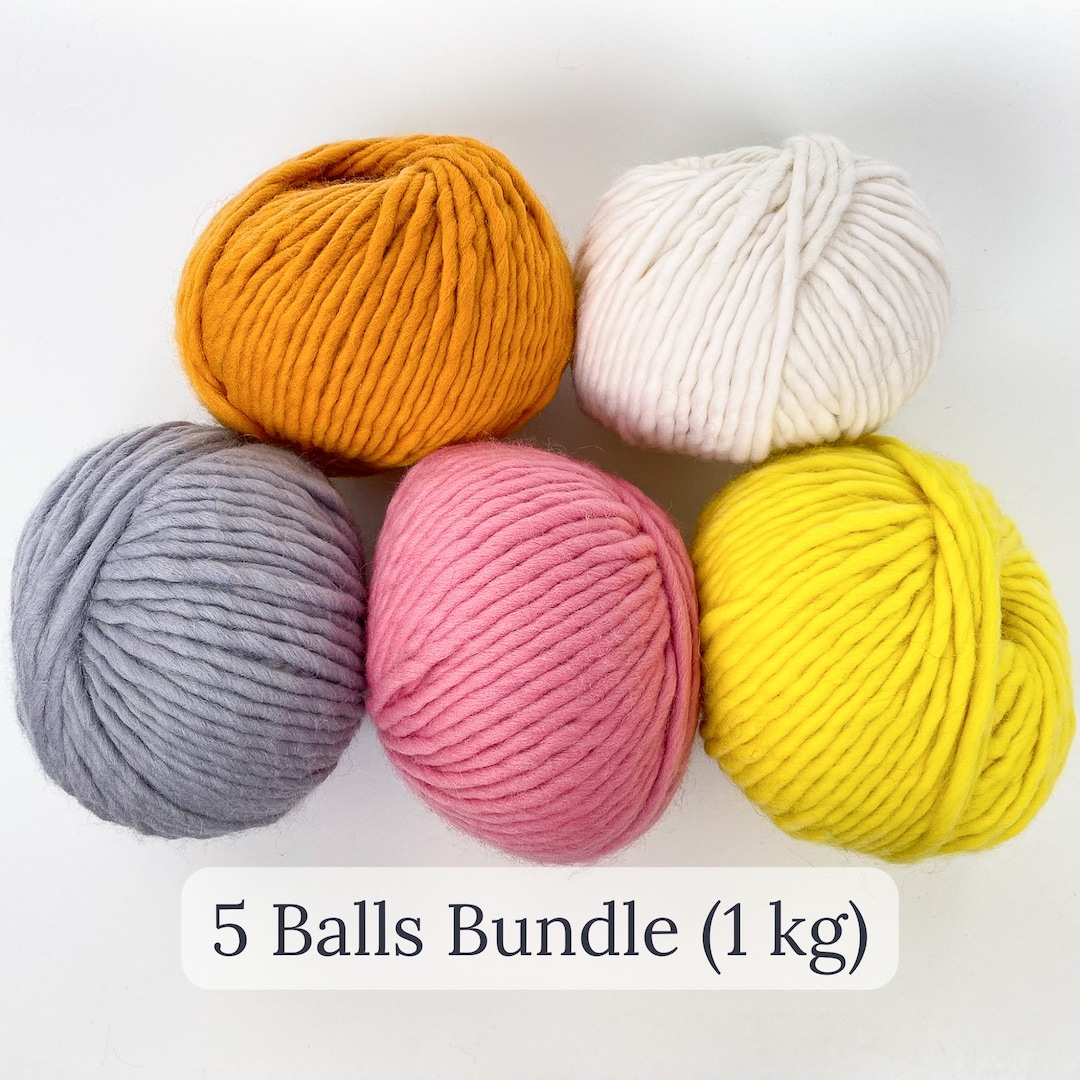 Super Chunky Yarn Lot 1 Kg 6 Super Bulky Yarn Bundle Thick Merino Wool ...