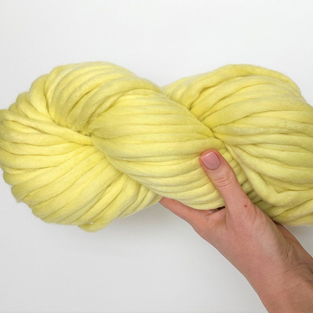 Yellow extra chunky knit merino wool yarn - Soft super bulky handspun ...