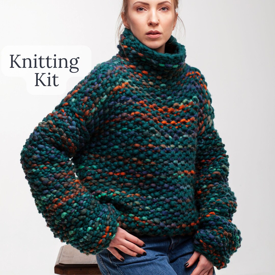 Chunky Knit Sweater KNITTING KIT - Oversized Pullover Sweater Diy Kit ...