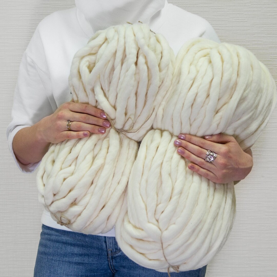 Giant Merino Wool Yarn - Chunky Knit Blanket Yarn (natural White) - Etsy