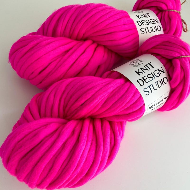 Chunky Neon Pink Yarn - Etsy UK