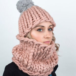 Merino Wool Neck Warmer Scarf - Giant Infinity Scarf - Chunky Knit Cowl ...