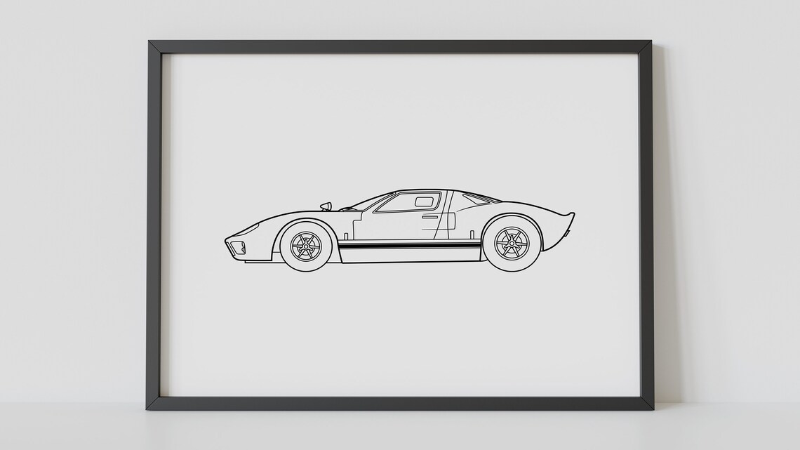 Ford GT40 Svg Png Eps Instant Download Vector Graphic Line Art ...
