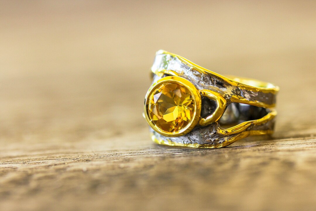 Orange Citrine Ring, Handmade Sterling Silver Rings, Solitaire Ring ...