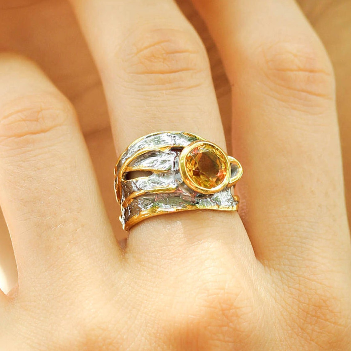 Orange Citrine Ring, Handmade Sterling Silver Rings, Solitaire Ring ...