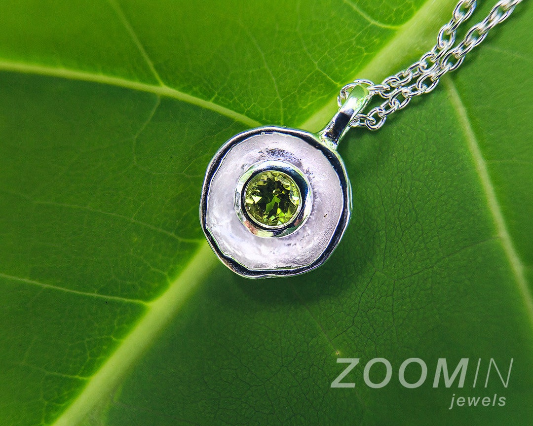 Peridot Necklace, Round Pendant Necklace, August Birthstone Jewelry ...