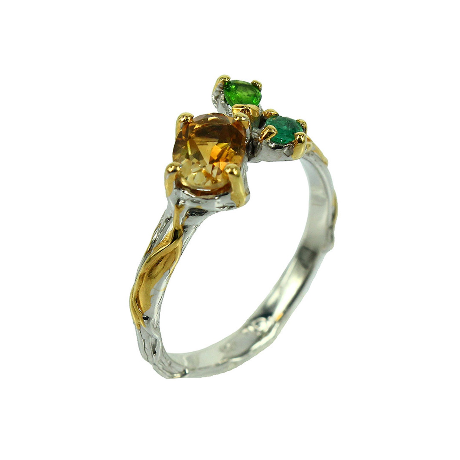 Citrine Stackable Ring, Emerald Ring, Gold Plated Rings, Unique ...