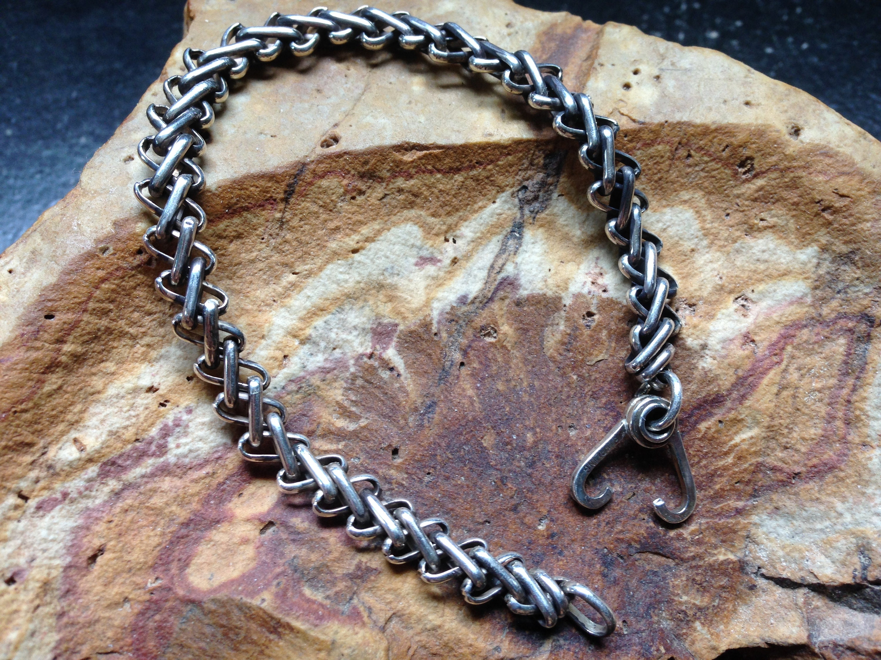 Sterling Handmade Crosslink Bracelet With Sister Hooks Clasp - Etsy