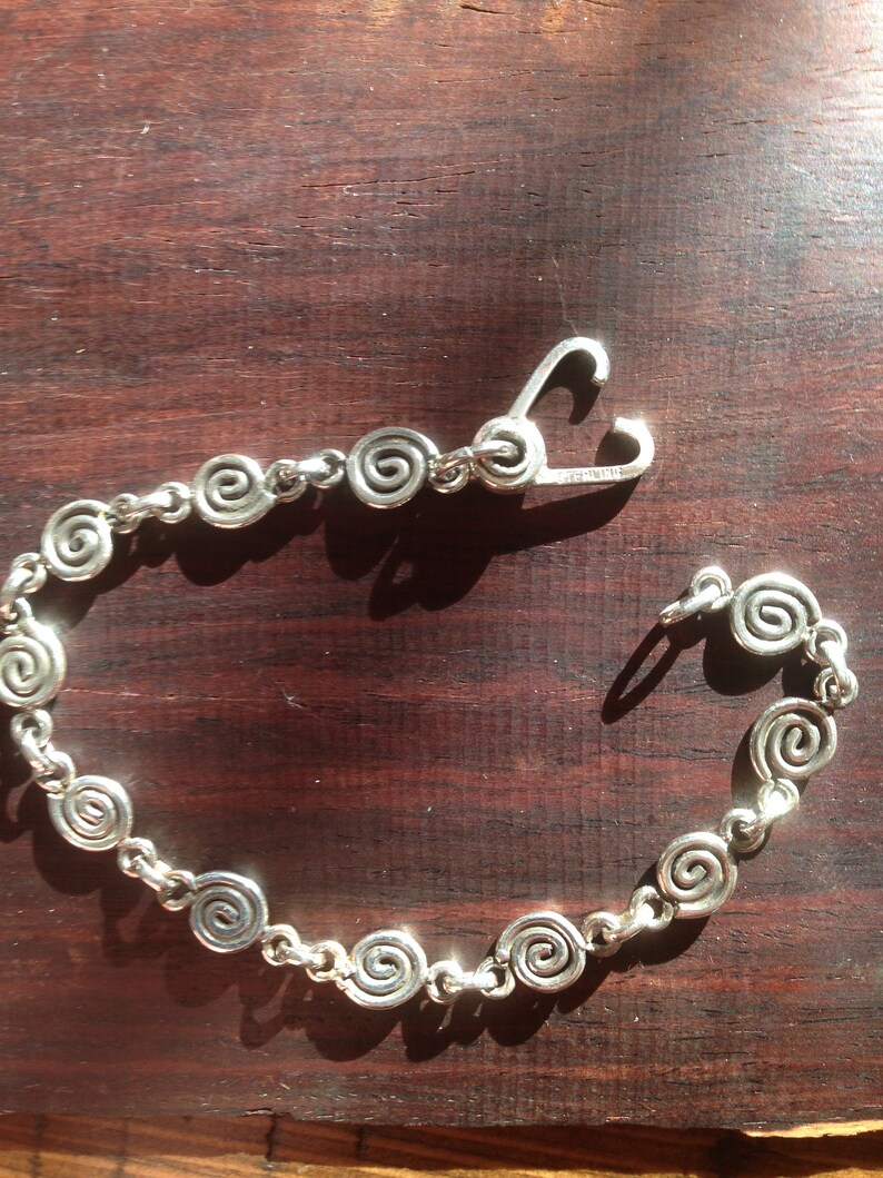 Sterling Silver Spiral Bracelet With Sister Hook Clasp | Etsy