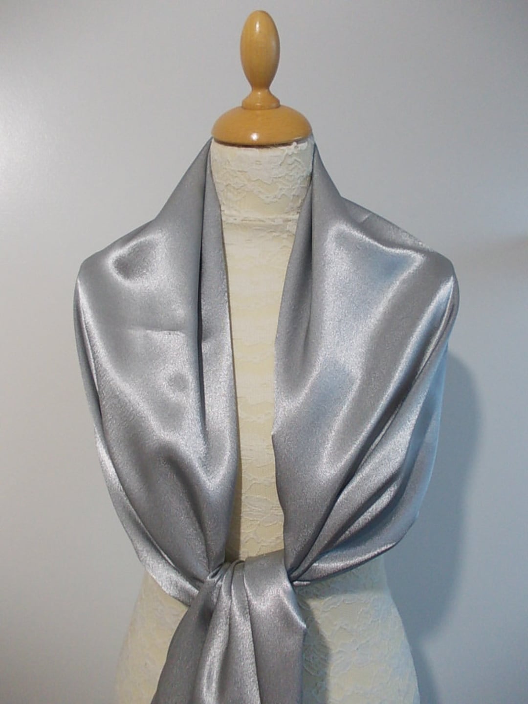 Silver Satin Wrap, Shawl for Bridesmaids, Weddings, Evening. UK Seller ...