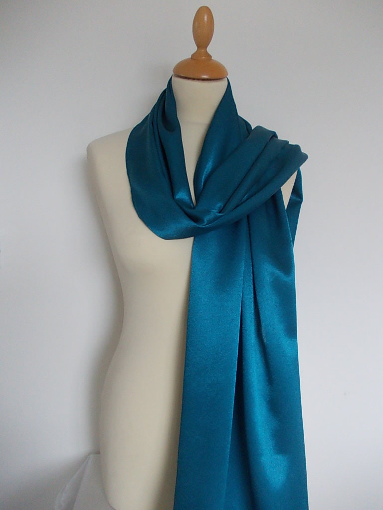 Lovely Teal Satin Wrap Shawl Scarf for Bridesmaids Weddings - Etsy