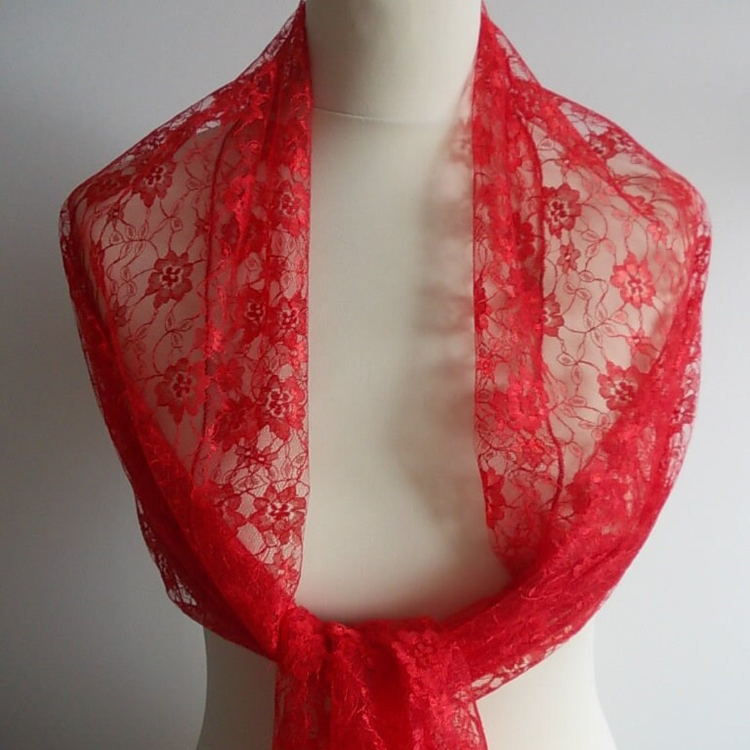 Red Lace Wrap Shawl Scarf for Bridesmaids Goth Weddings Prom Races. UK ...