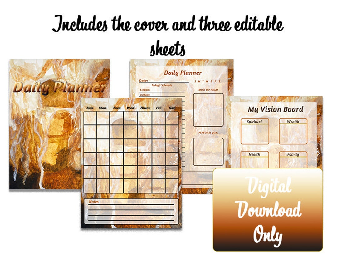 Iced Coffee Undated Daily Digital Planner, Undated Monthly Planner - Etsy