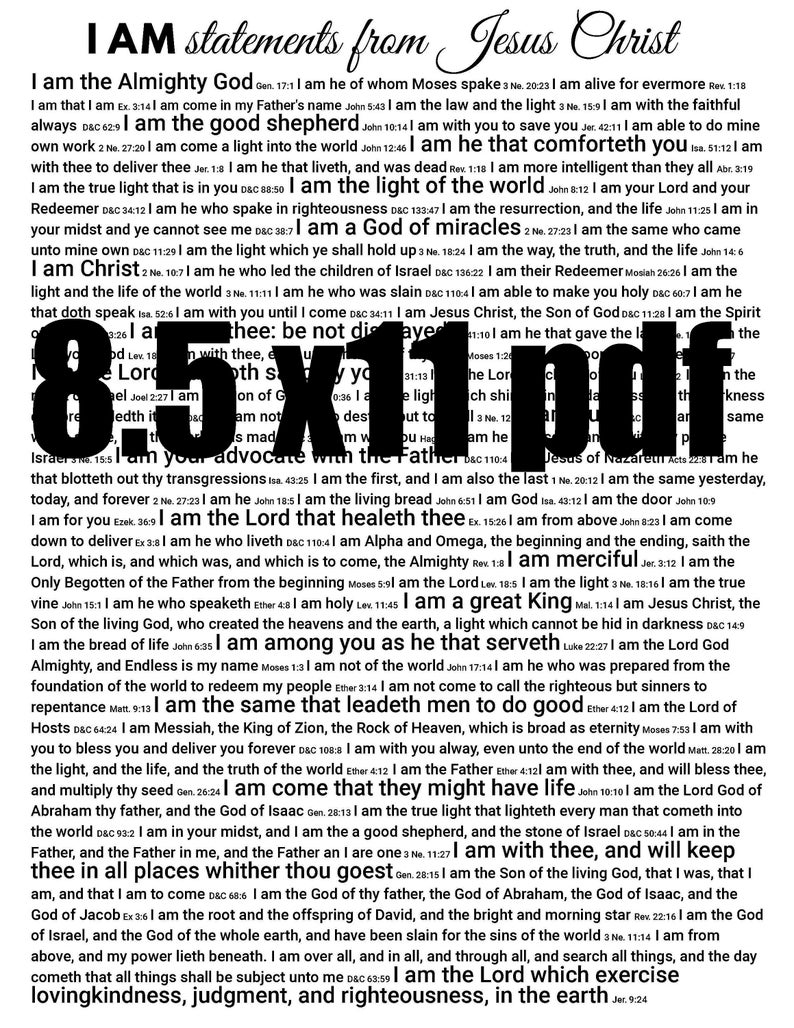 I Am Statements From Jesus Christ | Instant Download | Latter-day Saint ...