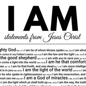 I Am Statements From Jesus Christ | Instant Download | Latter-day Saint ...