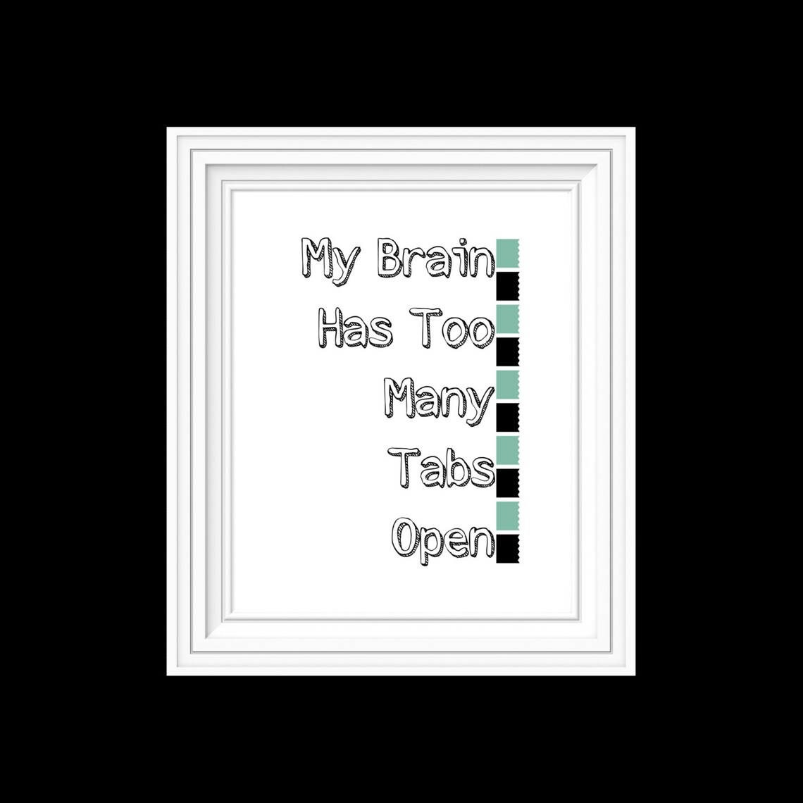 My Brain Has Too Many Tabs Open, Dorm Poster Print, Chalkboard Decor ...