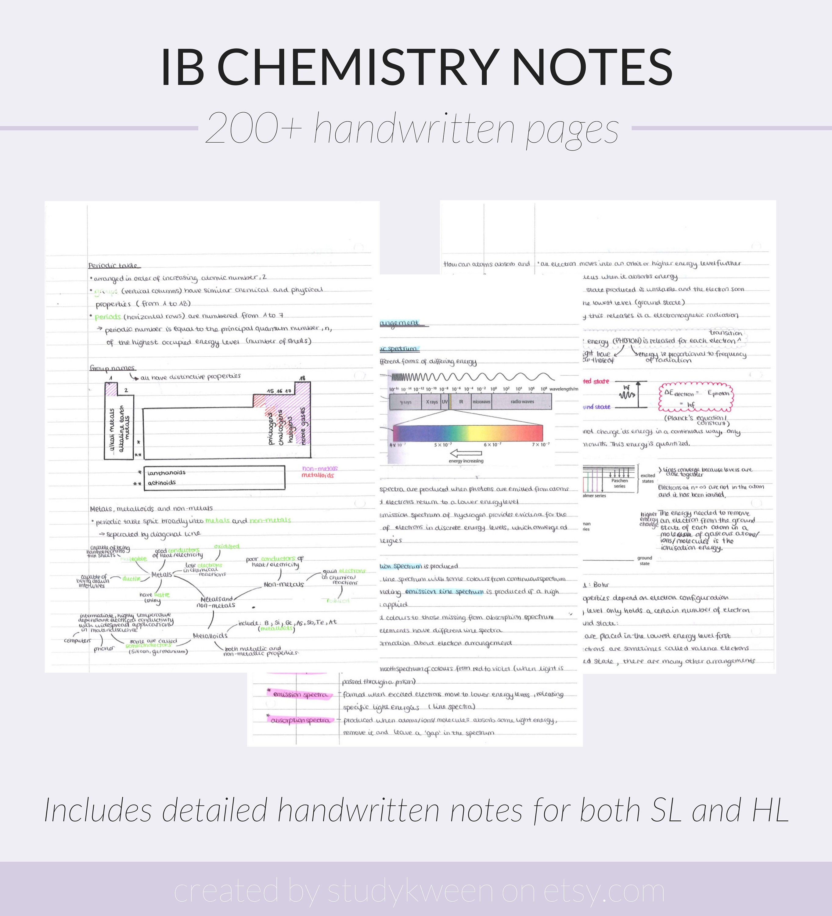 IB Chemistry Ultimate Notes SL and HL Handwritten Revision | Etsy
