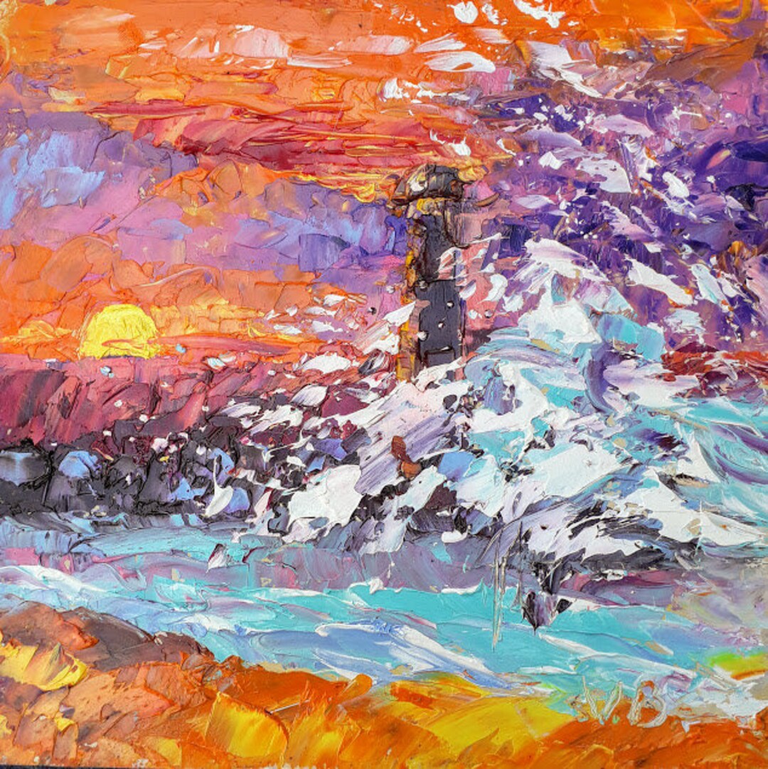 Oil Painting. Volume Strokes. Wave Covering the Lighthouse. 3d - Etsy
