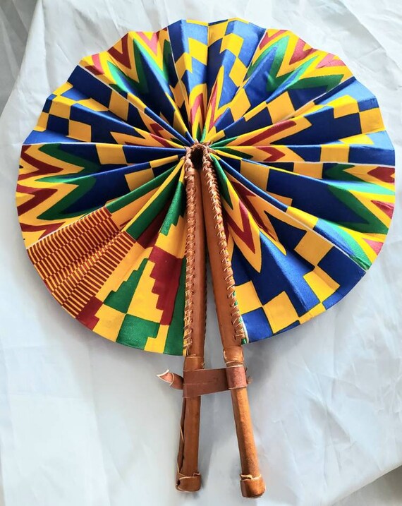 African Print/ Leather/hand Fan. Ankara Fan. - Etsy