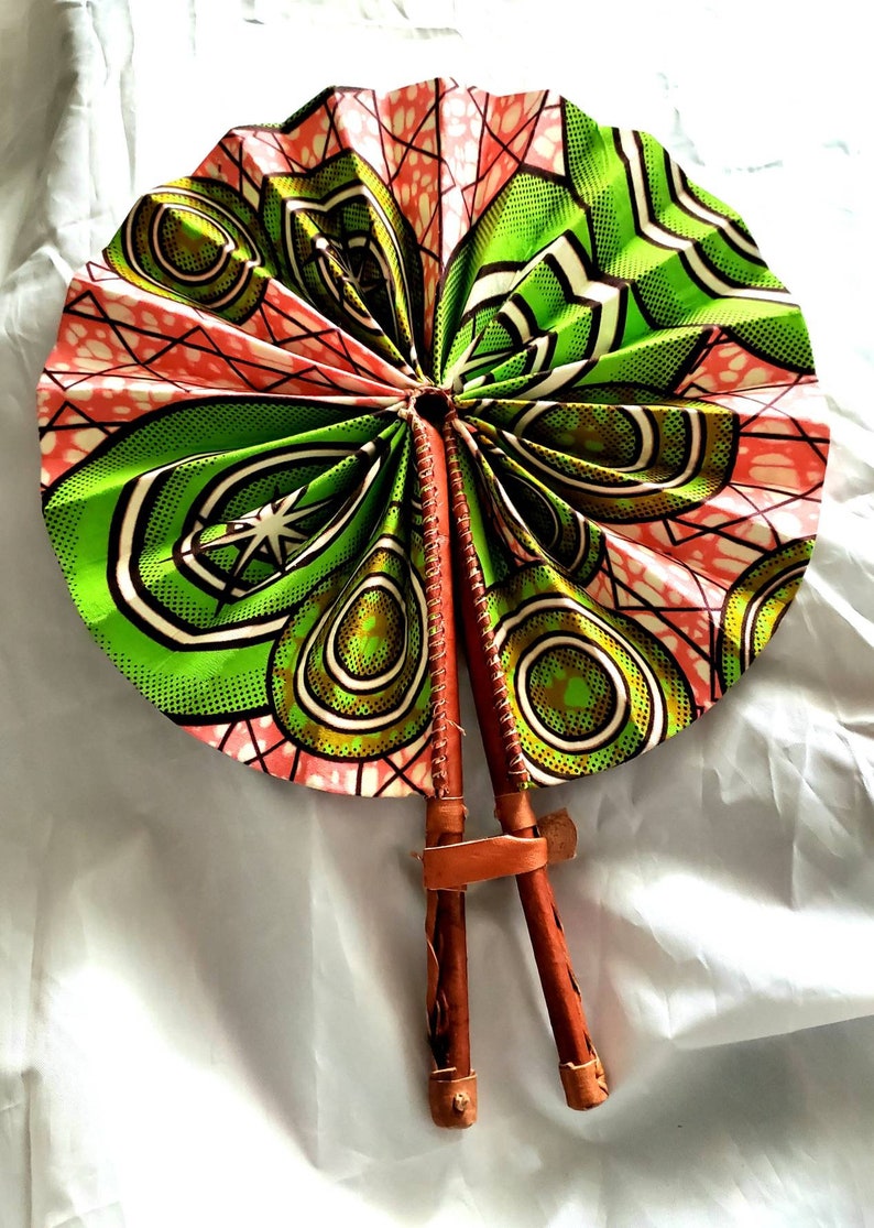 African Print/ Leather/hand Fan. Ankara Fan. - Etsy
