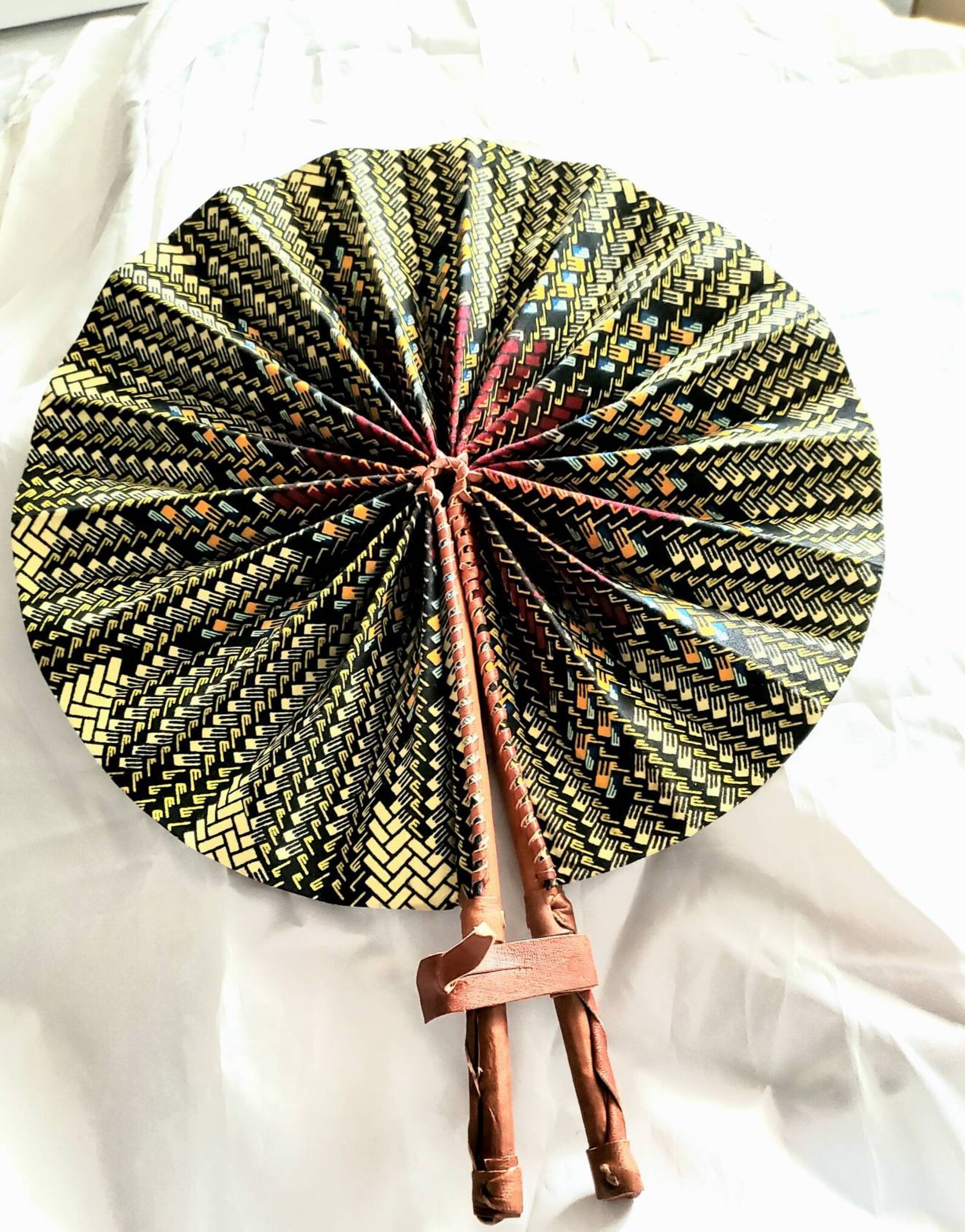 African Print/ Leather/hand Fan. Ankara Fan. - Etsy