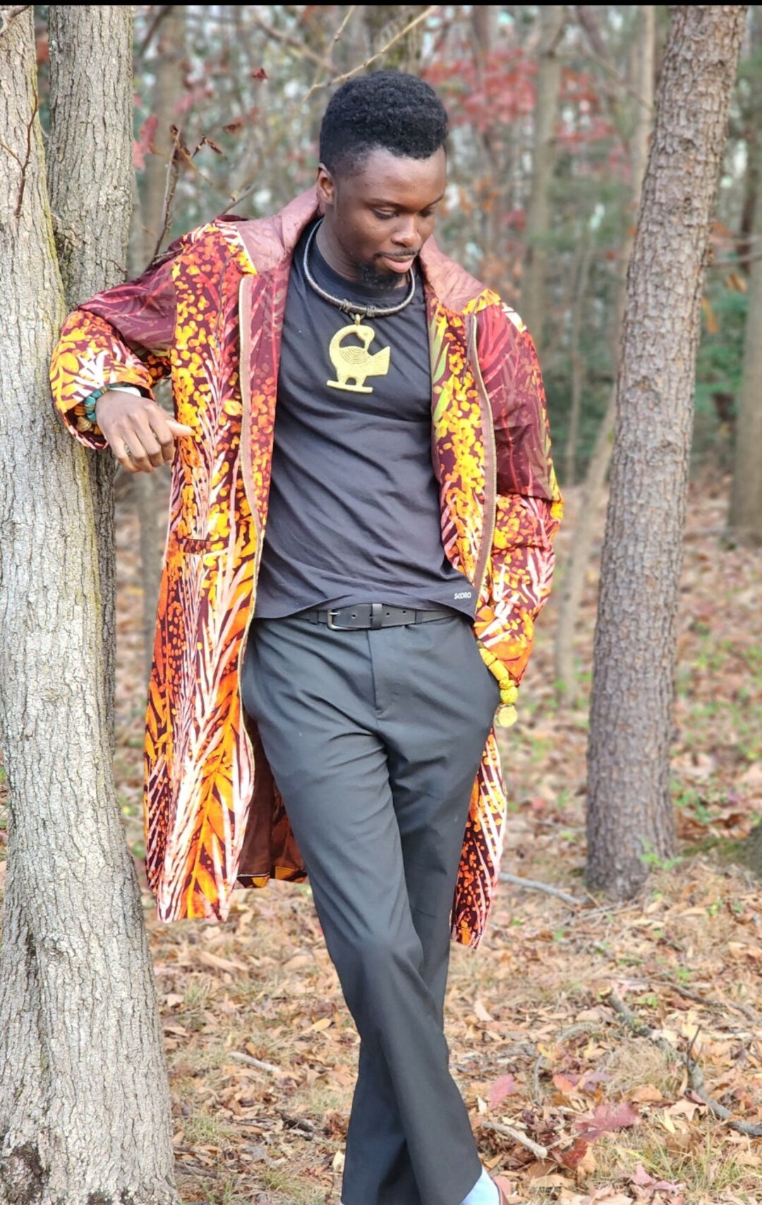 African Print Hooded Jacket, Dashiki Hooded Jacket, Mens Long Jacket ...