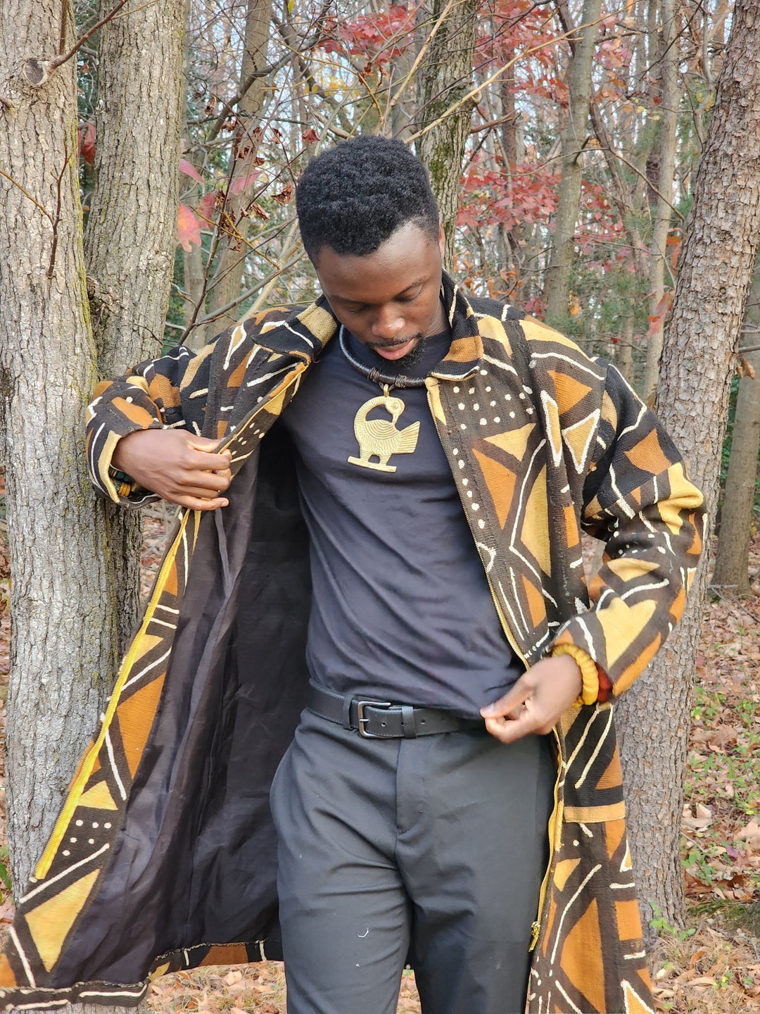 Authentic Mudcloth Jacket With Zipper. Mudcloth Long Jacket. - Etsy