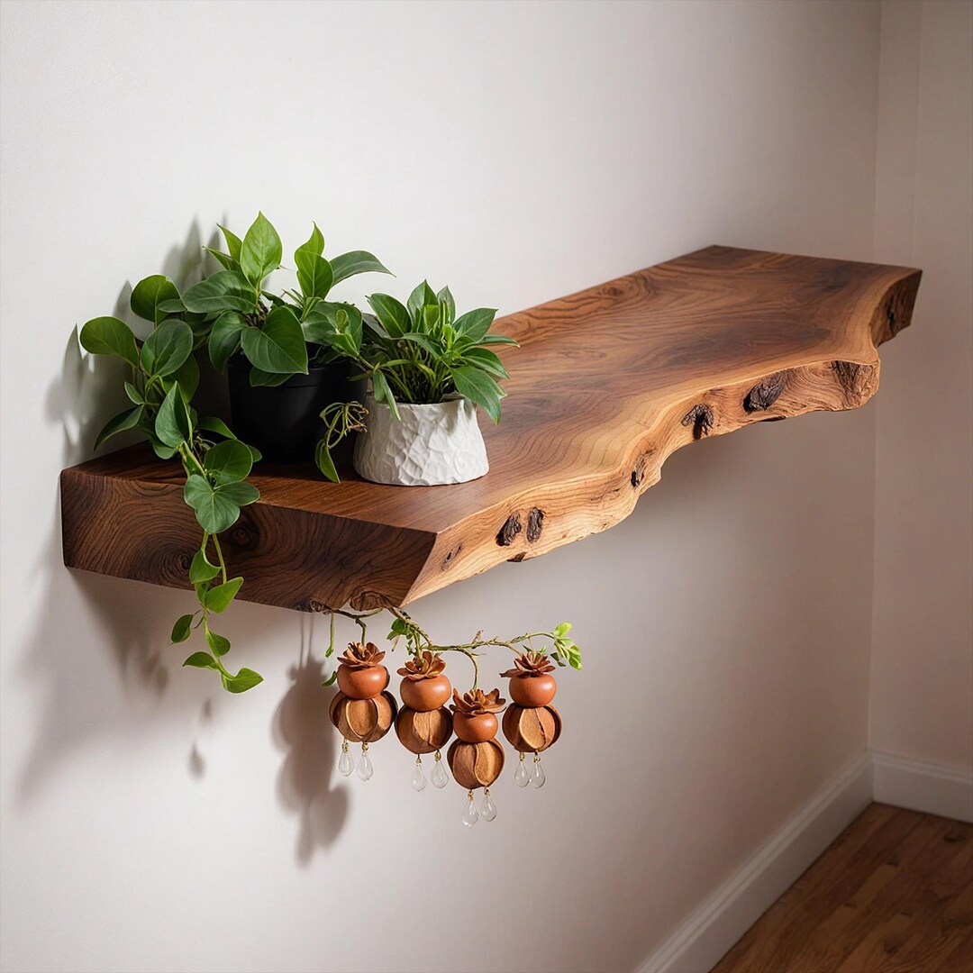 Small Floating Shelf, Live Edge Wood Shelf Solid Wood Shelves on Wall ...