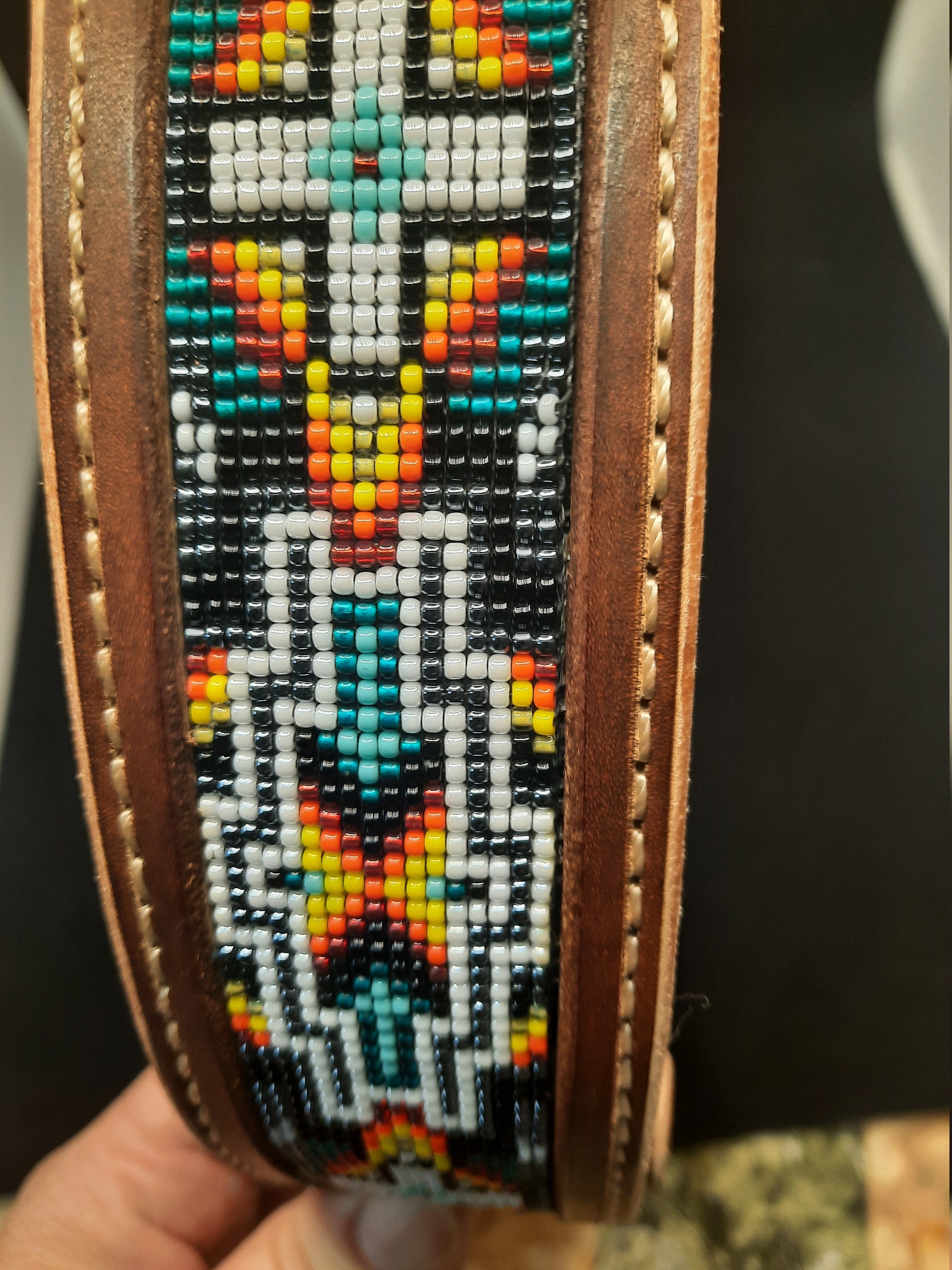 Native American Beaded Leather Belt - Etsy