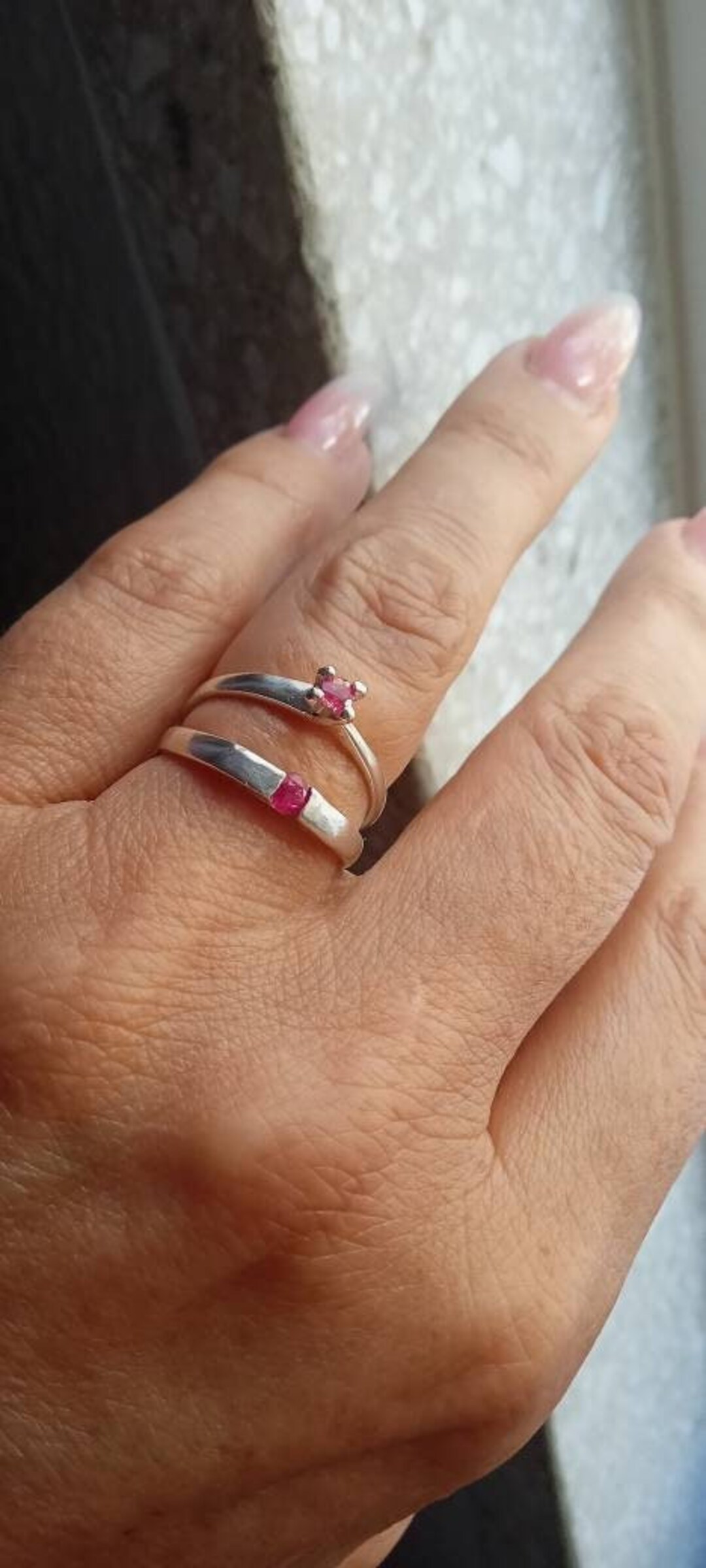 Natural Ruby Solitaire Engagement Ring in Sterling Silver Size 7 ...