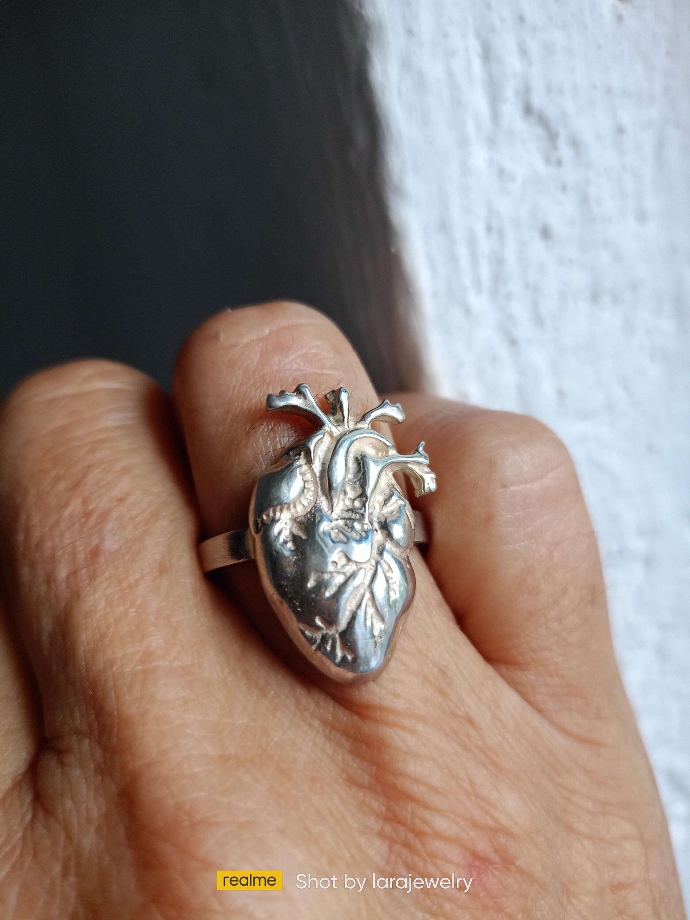 Anatomical Heart Sterling Silver Ring Size 8 - Etsy