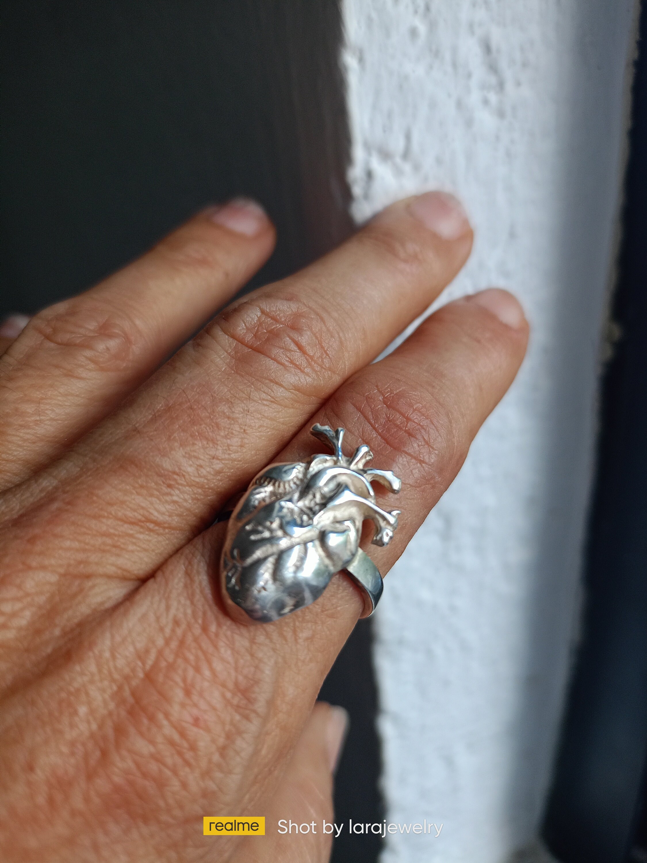 Anatomical Heart Sterling Silver Ring Size 8 - Etsy
