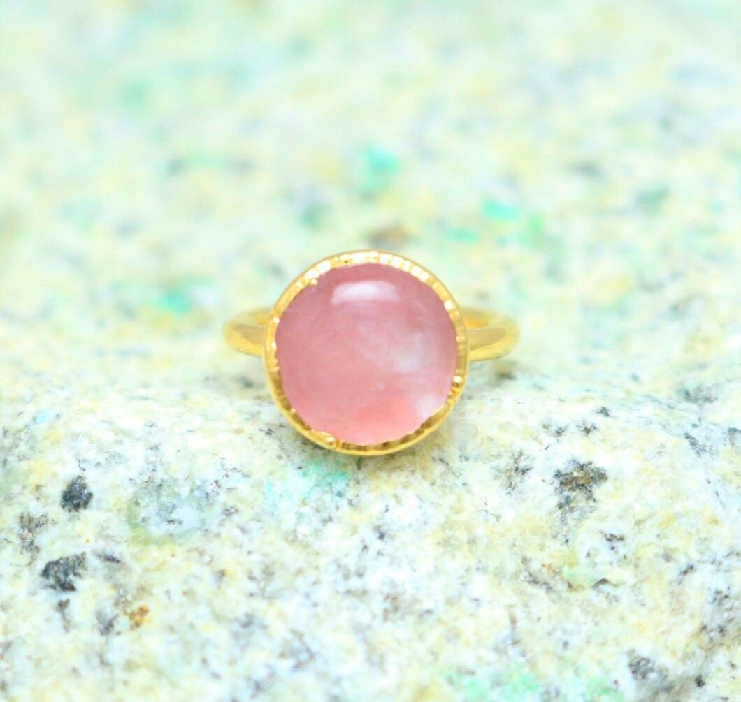 Rose Quartz Ring Rose Quartz Gold Ring Crystal RingGemstone | Etsy