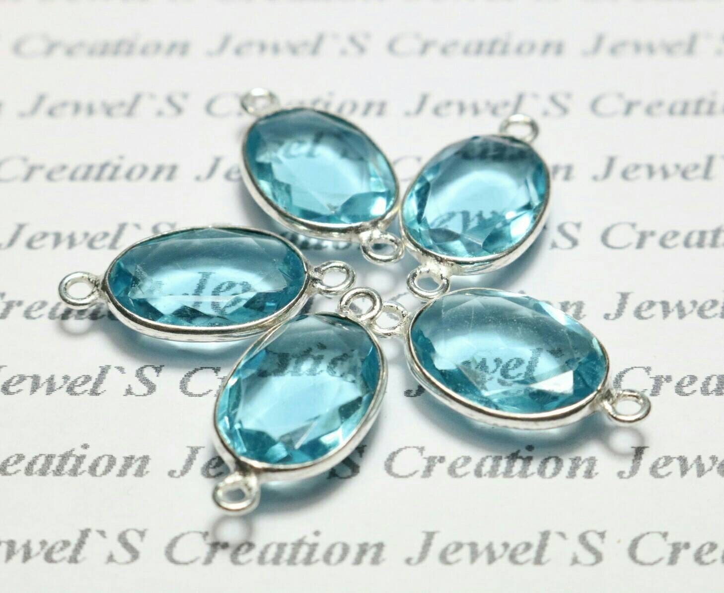 925 Sterling Silver Connector Natural Sky Blue Topaz Faceted | Etsy