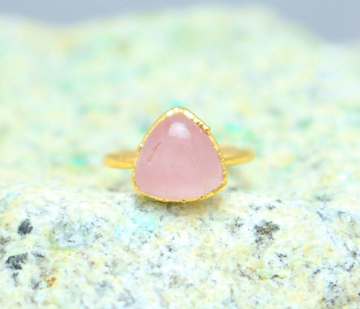 Rose Quartz Ring Rose Quartz Gold Ring Crystal Ringgemstone - Etsy