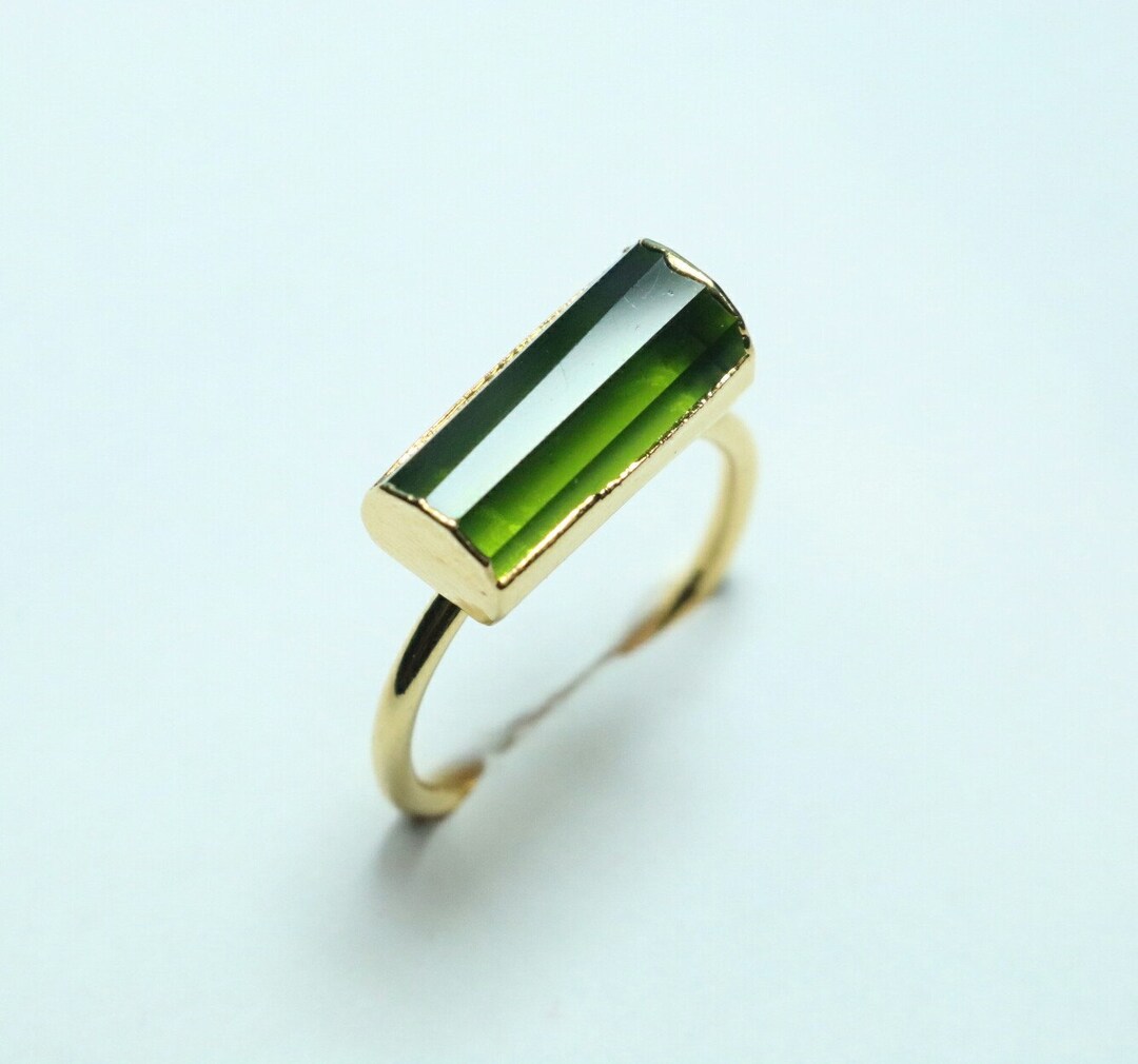 Raw Tourmaline Gold Ring, Raw Stone Ring, Genuine Tourmaline Ring, Gold ...