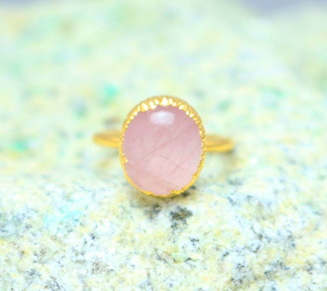 Rose Quartz Ring, Rose Quartz Gold Ring, Crystal Ring,gemstone Ring ...