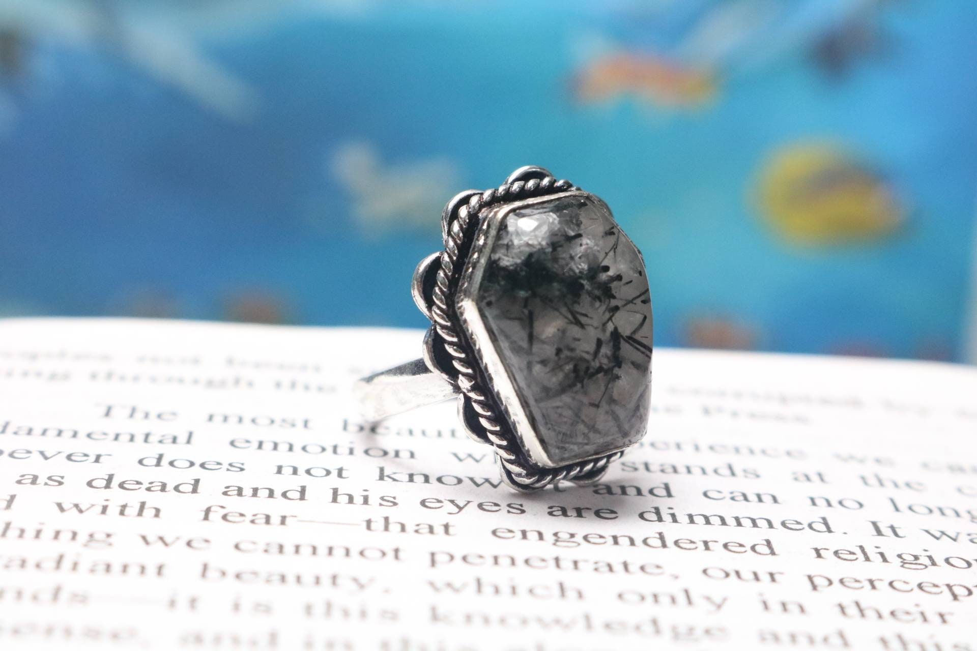 Coffin Ring, 925 Sterling Silver Ring, Natural Black Tourmaline ...