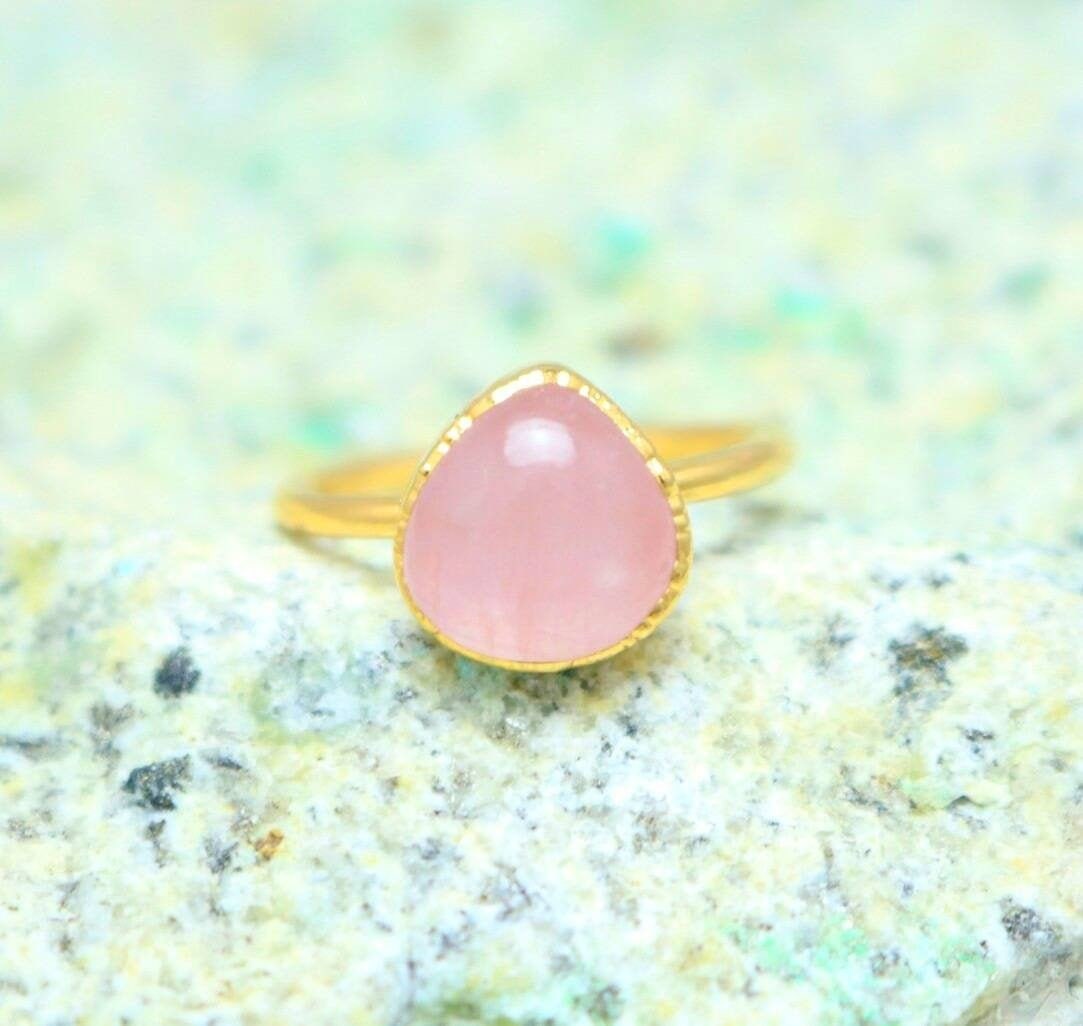 Rose Quartz Ring Rose Quartz Gold Ring Crystal Ringgemstone - Etsy