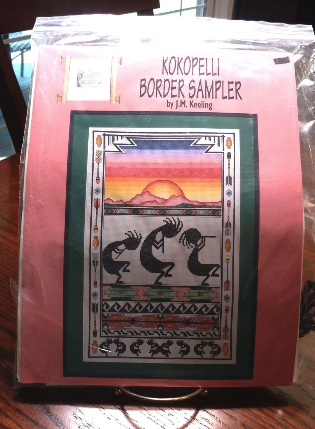 Kokopelli Border Sampler Counted Cross Stitch Kit J.M. Keeling, Vintage ...