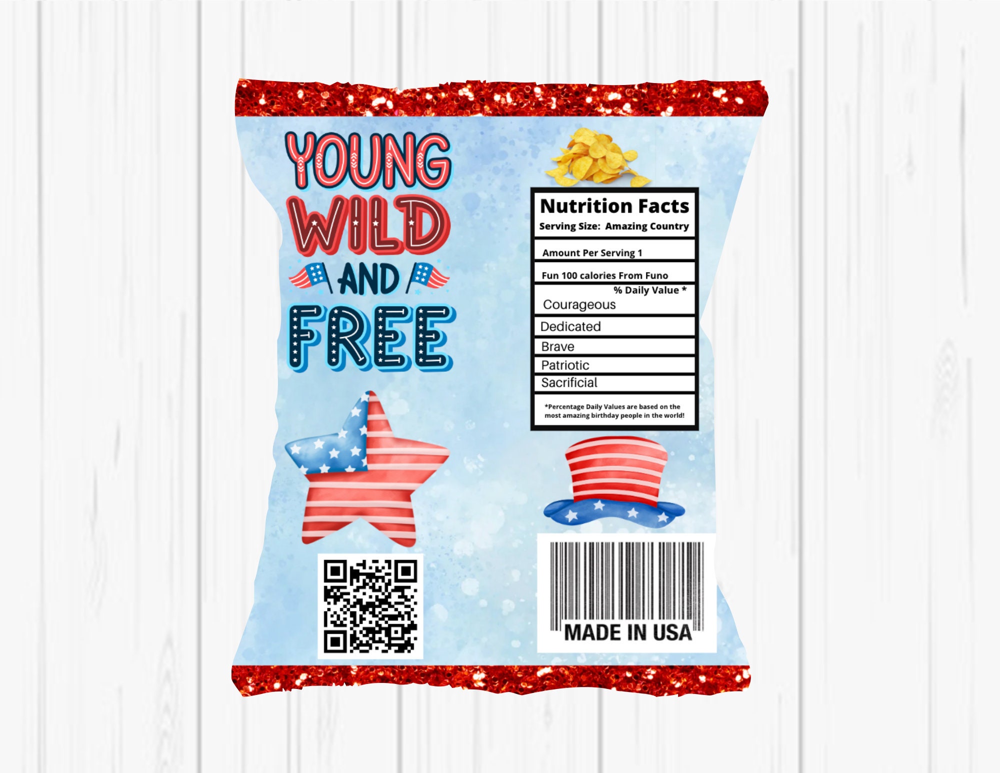 4th of July Chip Bags, Patriotic Party Favors, Red White Blue Party ...
