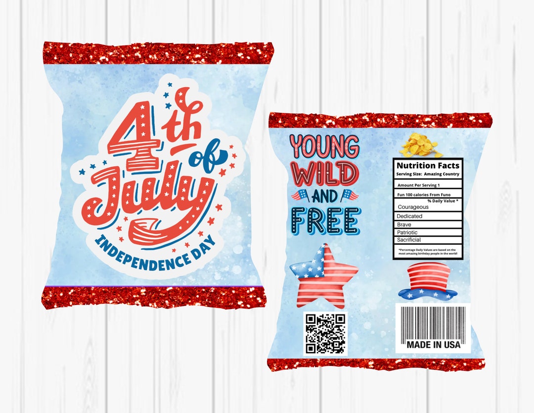 4th of July Chip Bags, Patriotic Party Favors, Red White Blue Party ...