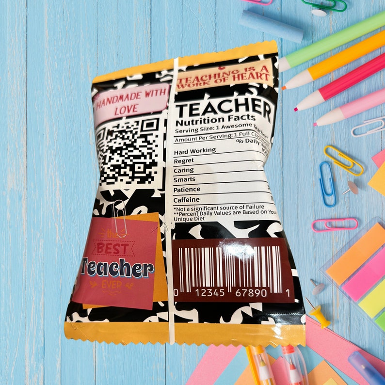Custom Teacher Appreciation Chip Bags, Personalized Snack Wrappers ...