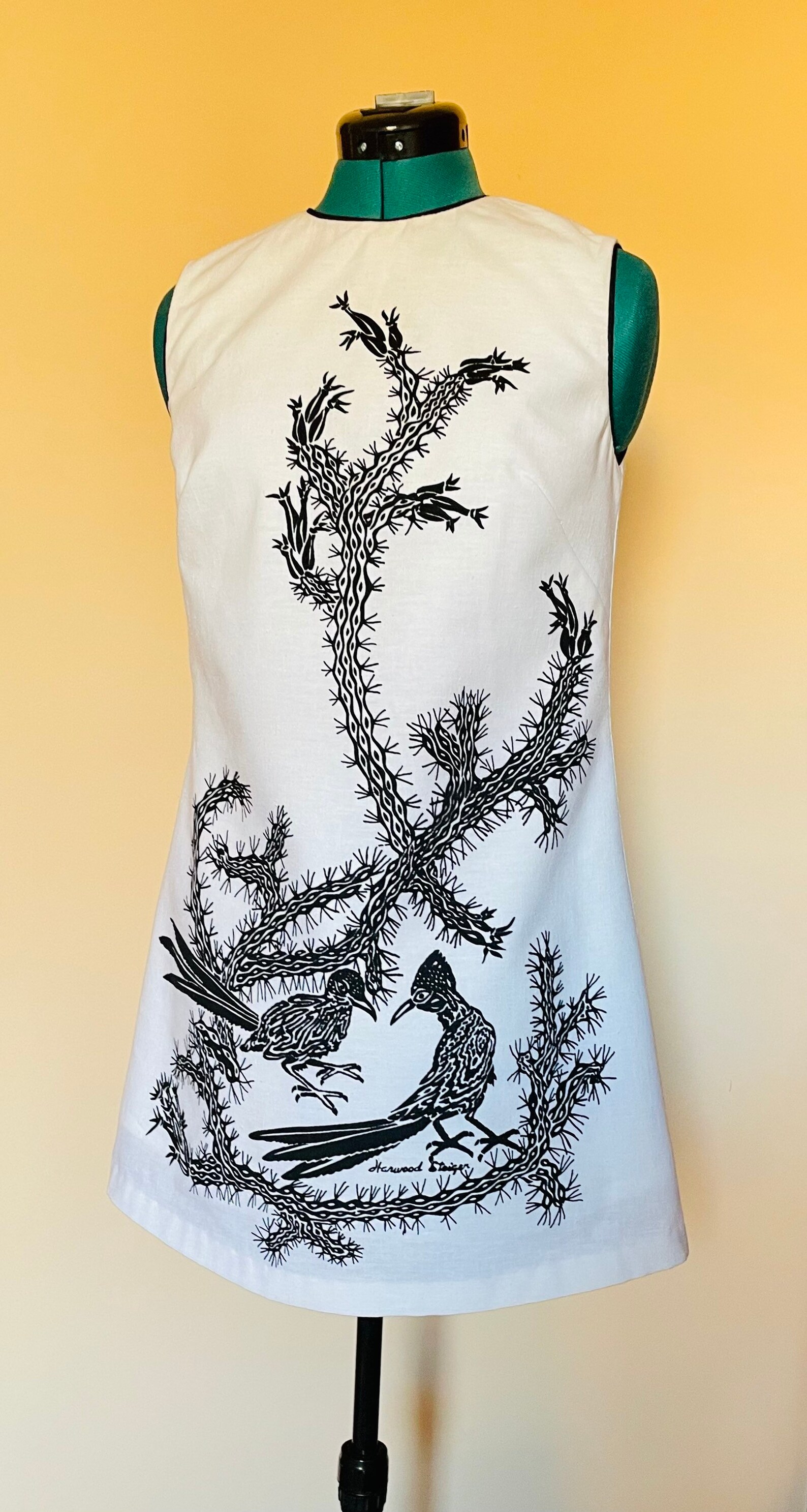Vintage Harwood Steiger Desert Bird Cactus Mini Shift Dress - Etsy