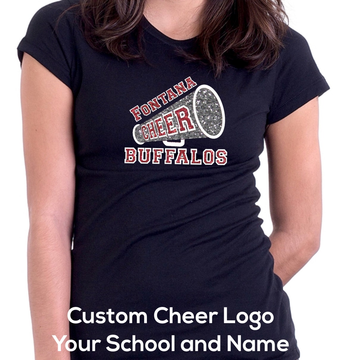 Custom Cheer Logo T Shirt Custom Design Glitter Decal Your | Etsy