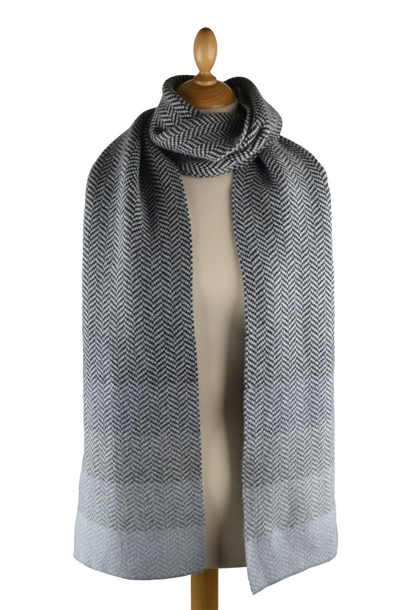 Scottish lambswool herringbone striped knitted scarf. brown | Etsy